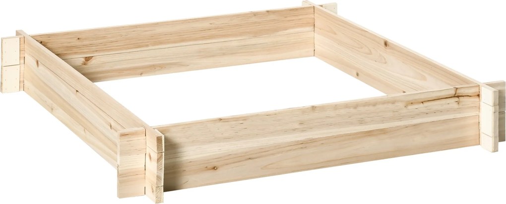 Outsunny Čtvercový Dřevěný Zahradní Urban Plánter Bed Květinová Krabice pro Plodiny, Rostliny, Květiny, Byliny na Terasu 100x100x16 cm Přírodní