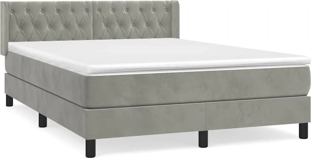 Box spring postel s matrací světle šedá 140x190 cm samet 3131135
