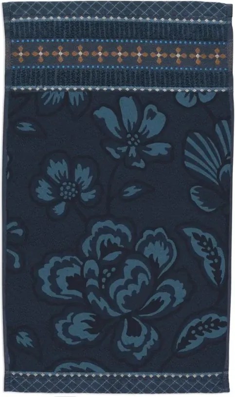 Pip Studio bavlněný froté ručník na ruce Jasmine Jacquard tmavě modrý 30x50 cm (Jasmine Jacquard bavlněný froté ručník 30x50 cm)