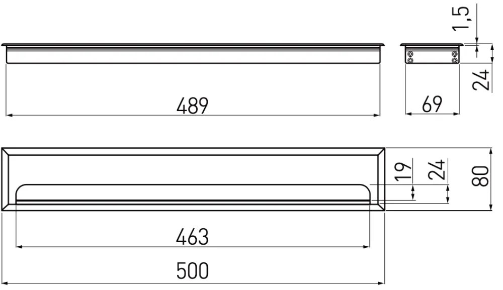 In-Design Průchodka kabelů MERI do stolu hranatá šířka 80 mm - různé délky černá Délka průchodky (mm): 500