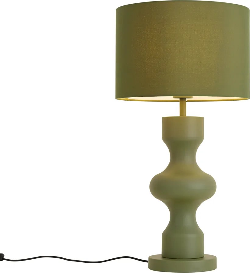 Retro stolní lampa zelená s látkovým stínidlem - Captain