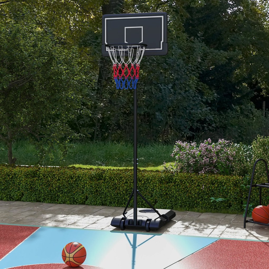 SPORTNOW basketbalový koš se stojanem 220-250 cm výškově nastavitelný s kolečky nerozbitná zadní deska pro zahradu a sportoviště | Aosom.de
