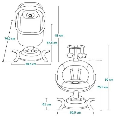 Lionelo - Dětské houpátko s melodií 2v1 BELLA Grey Concrete + dálkové ovládání