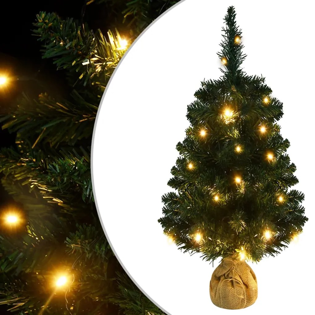 332849 vidaXL Umělý vánoční stromek se stojanem a LED světly zelený 90 cm PVC
