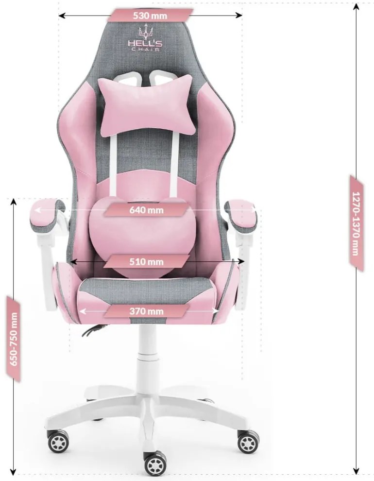 Herní židle Rainbow Pink Gray Mesh
