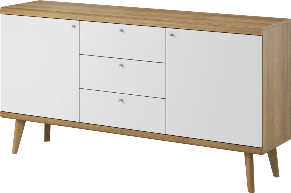 PSK Komoda PORO, Dub Riviera/Bílá 160 cm