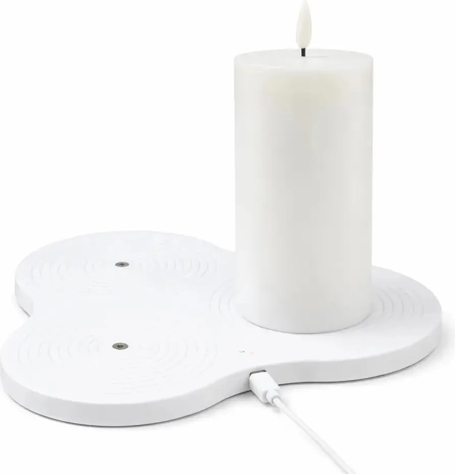 Nabíjecí podložka pro 3 LED dobíjecí svíčky, bílá
