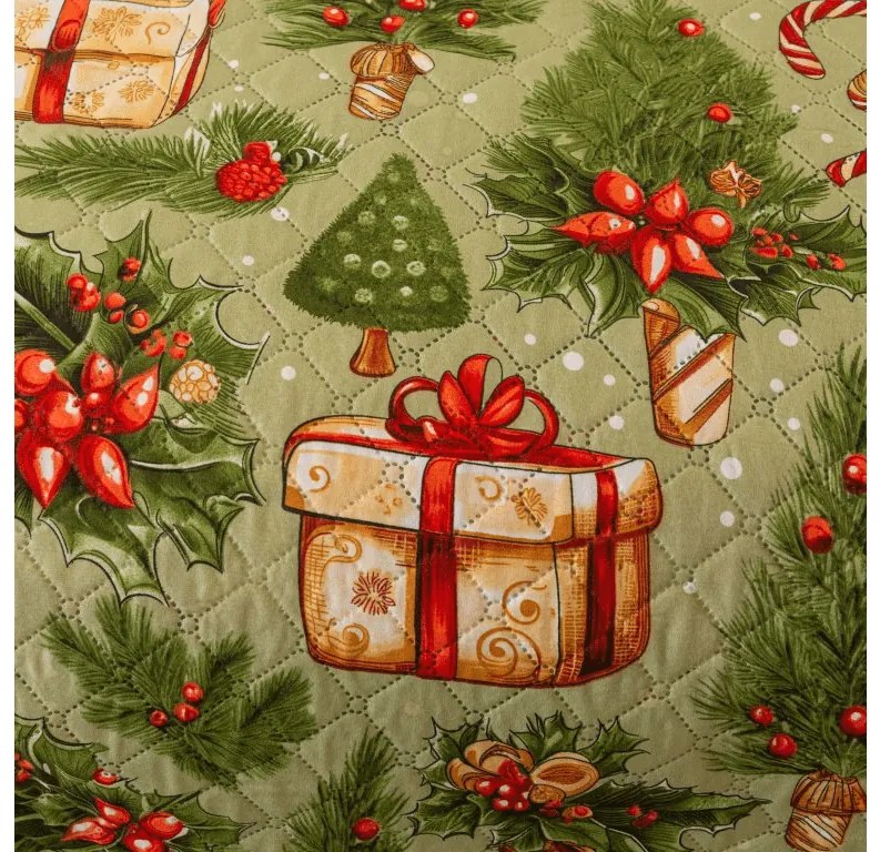 Přehoz na postel CHRISTMAS PRESENTS, zelený Rozměr: 220 x 240 cm