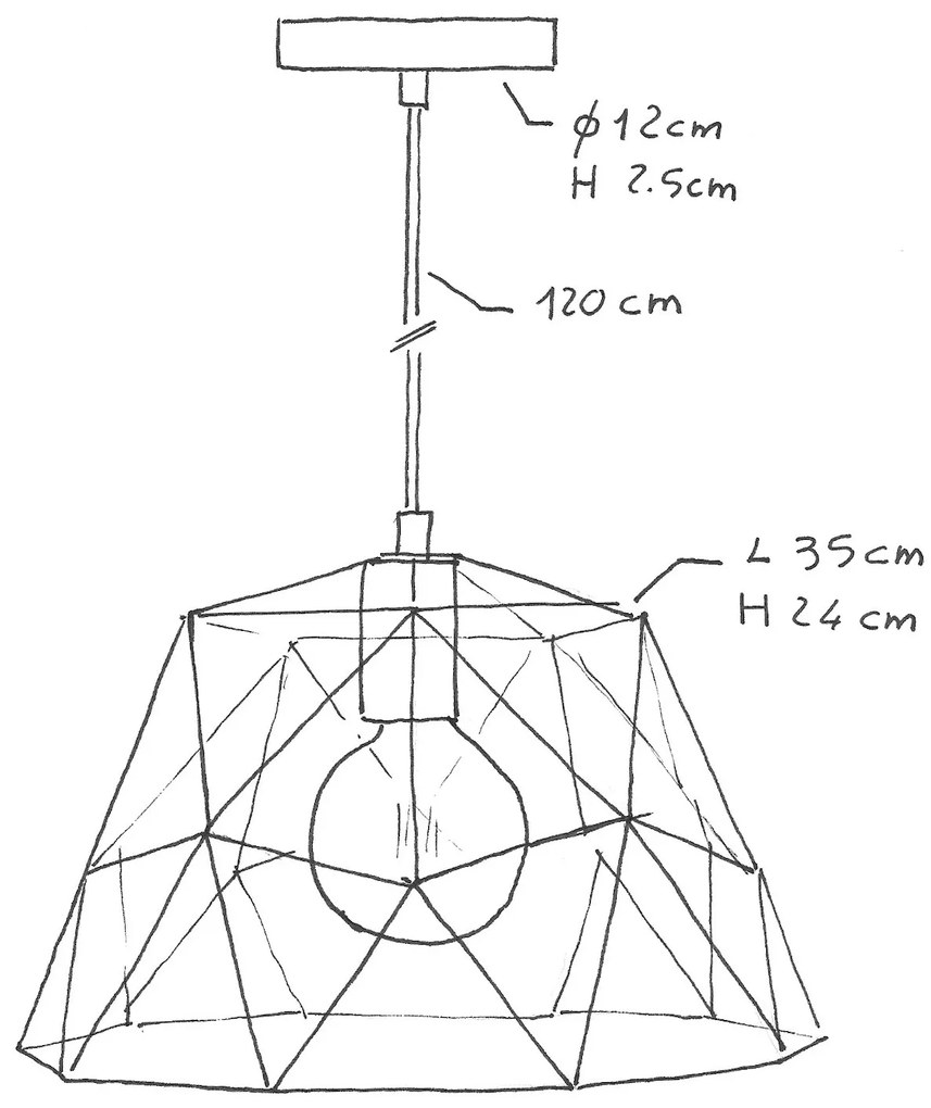 creative cables Závěsná lampa s textilním kabelem, stínidlovým rámem dome a kovovými detaily Barva: Bílá