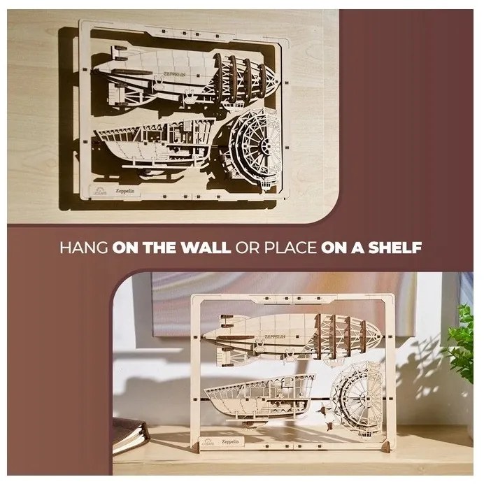 Ugears 2,5D dřevěné mechanické puzzle Vzducholoď Zeppelin