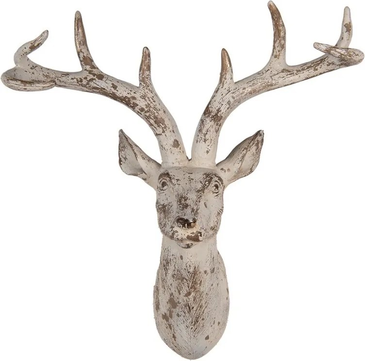 Béžová antik nástěnná dekorace Jelen Deer - 33*16*37 cm