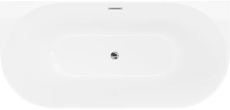 Mexen Oval Slim, volně stojící vana ke stěně 170 x 80 cm, bílá lesklá, chromový přepad, 52661708000-01