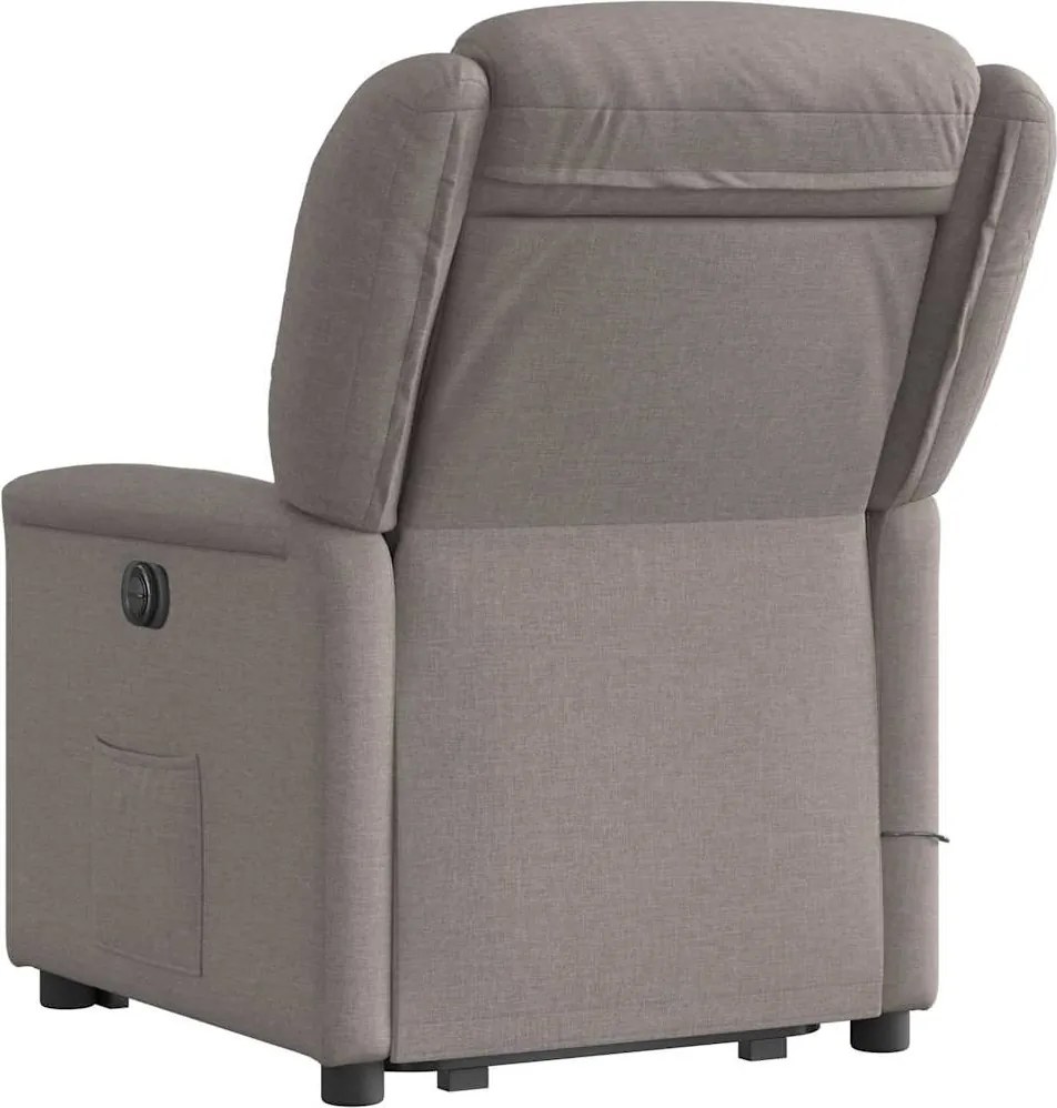 Zvedací masážní polohovací křeslo taupe textil 3303211