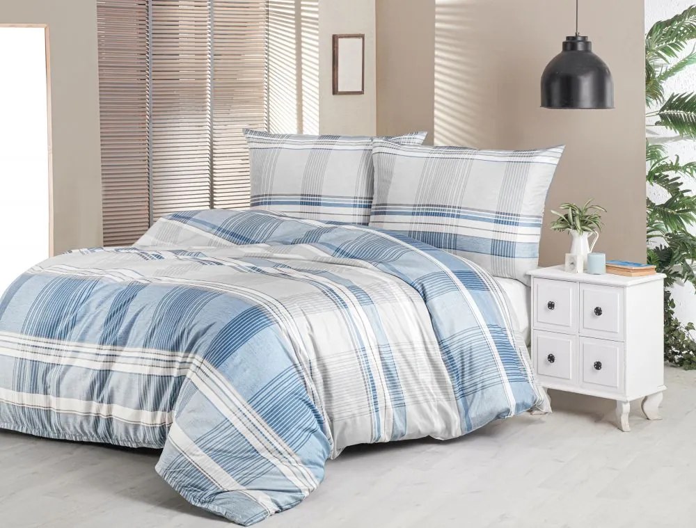 Kvalitex Saténové prodloužené povlečení LUXURY COLLECTION 140x220, 70x90cm PALOMAR modrý