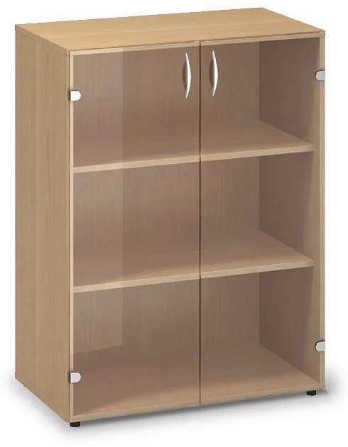 Střední skleněná skříň ProOffice 80 x 45,8 x 106,3 cm, buk