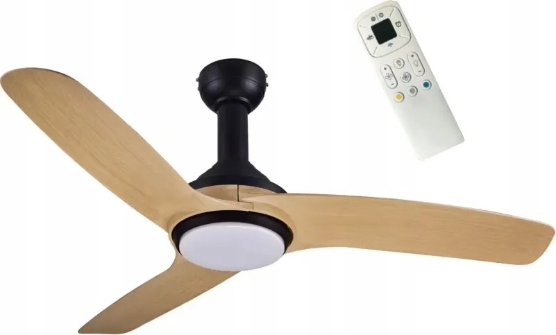Dřevěný lampový ventilátor Hatto 132 cm s dálkovým ovládáním