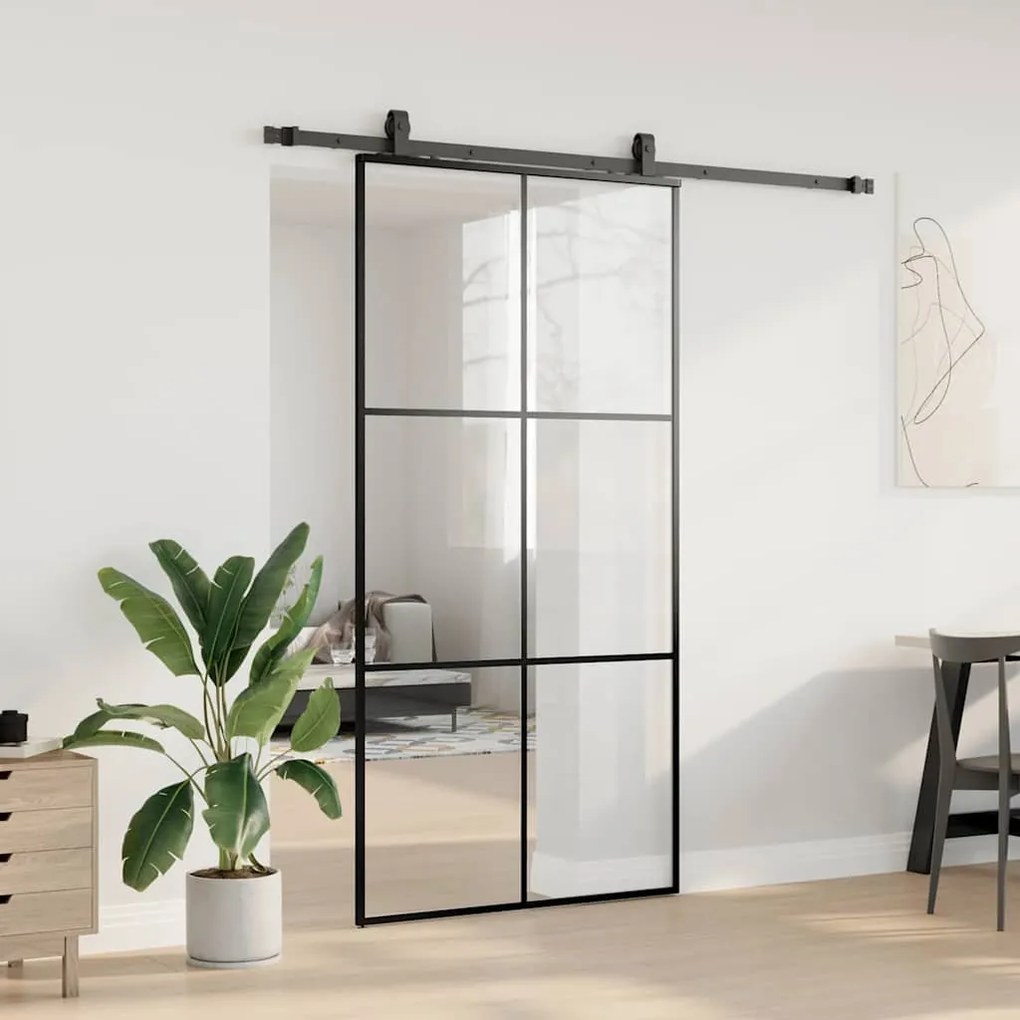 Posuvné dveře se sadou kování černé 102x205 cm ESG Glass 3375846
