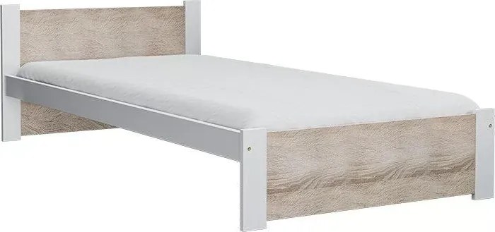 Postel IKAROS 80 x 200 cm, bílá/dub sonoma Matrace: Matrace Coco Maxi 20 cm, Rošt: S laťkovým roštem