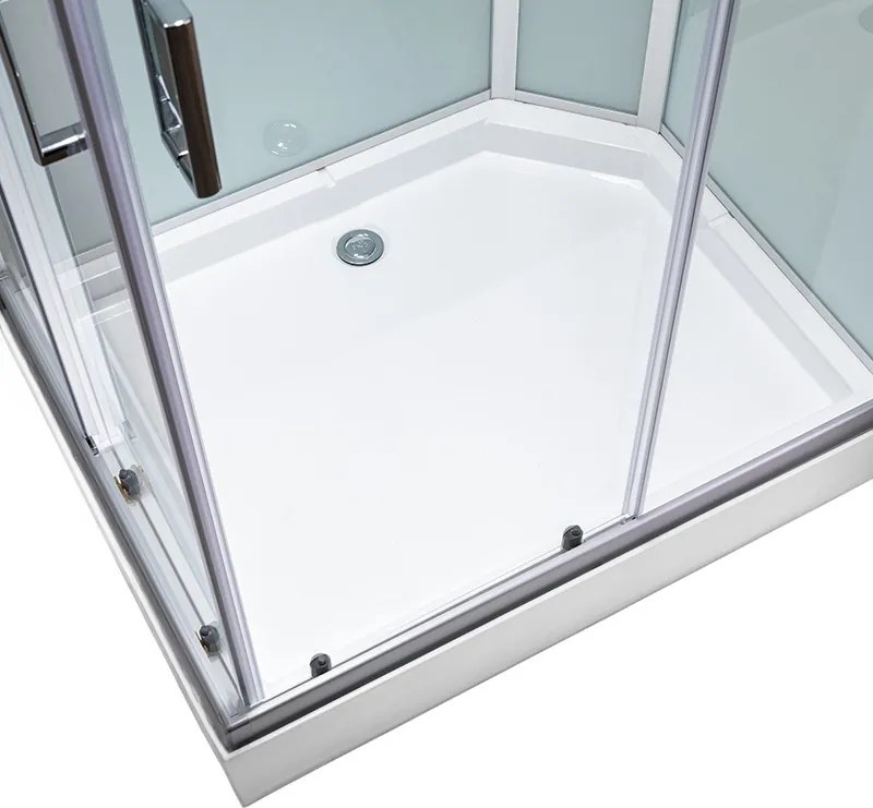 BPS-koupelny Hydromasážní box HYD-AL100 levý, 100x80 cm, kartáčovaný chrom/transparent