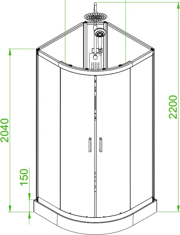 BPS-koupelny Hydromasážní box HYD-Porto 01A 80x80 cm černá/transparent