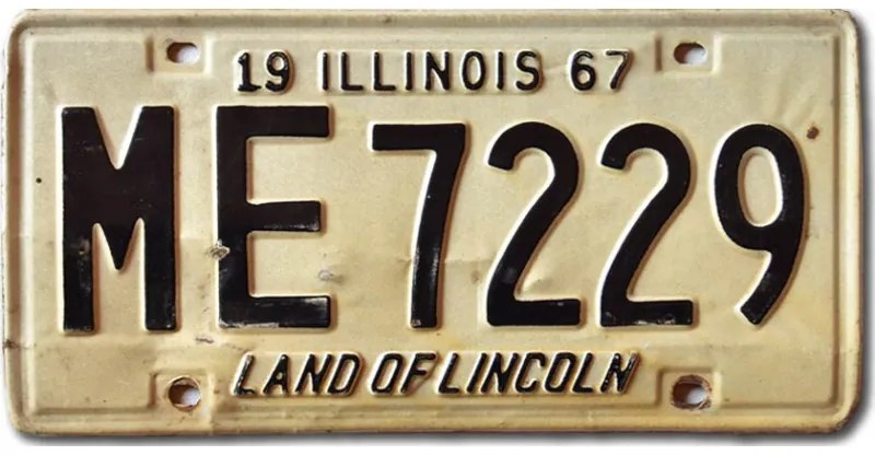 Americká SPZ Illinois 1967 Land of Lincoln ME 7229