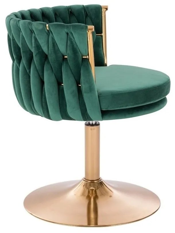 LuxuryForm DESIGN Otočná židle LYON VELUR na zlatém talíři - zelená