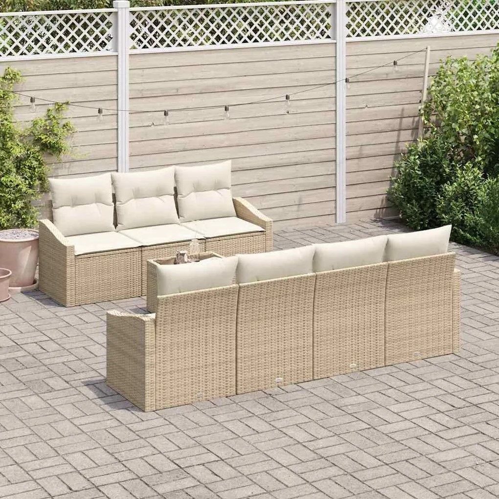 Set pohovek 8 ks Béžová a krémová polyratan 3346631