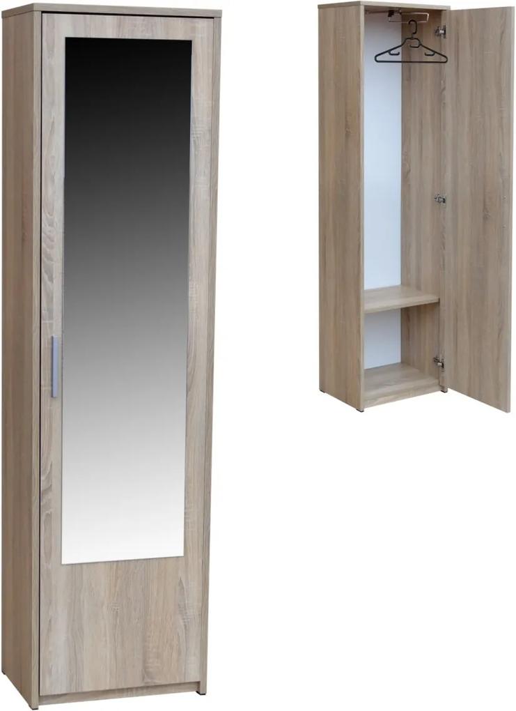 Předsíňová šatní skříň se zrcadlem a úložným prostorem - 50 cm Javor