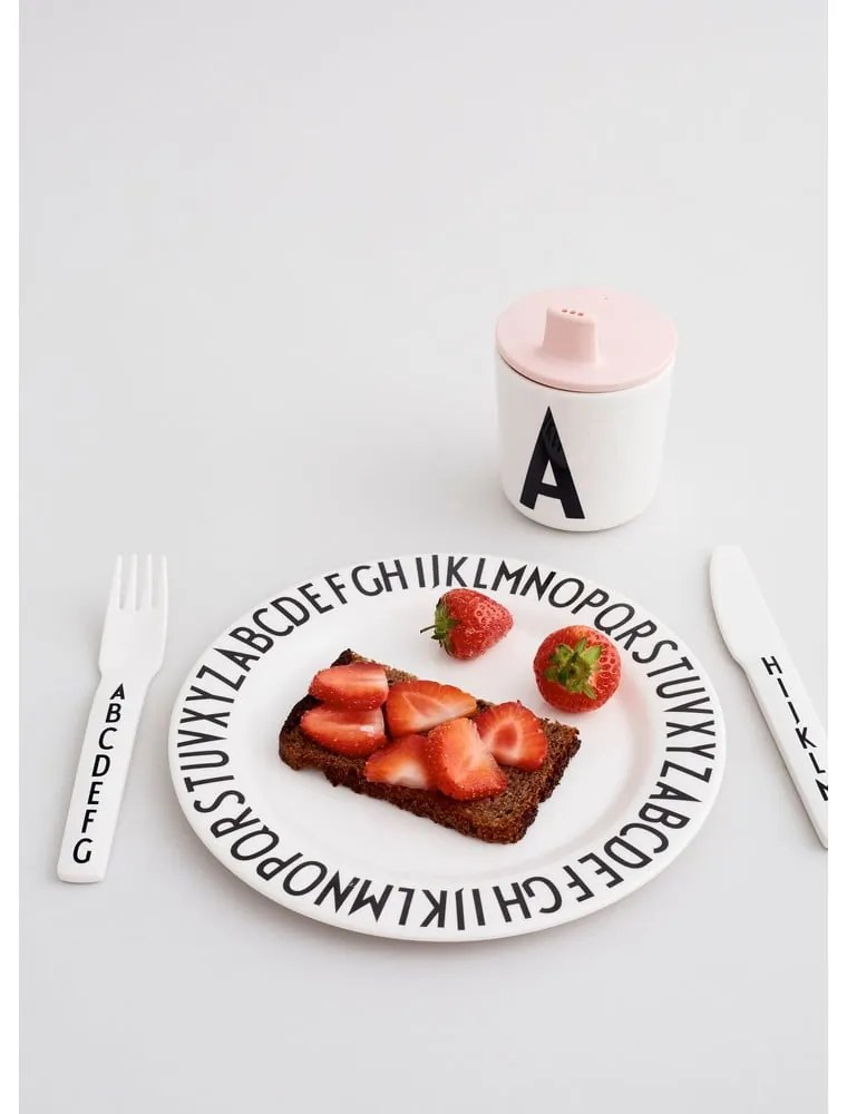 4dílná sada bílých dětských příborů Design Letters