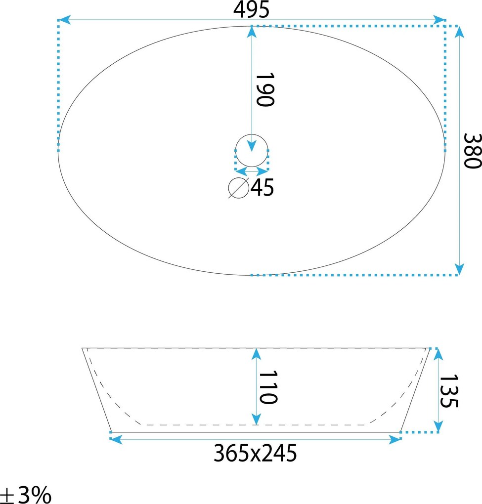 Keramické umyvadlo na desku REA Samanta Zen 49,5x38 mramor