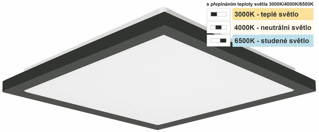 TOP LIGHT Světlo stropní Onyx HS CCT, Bílá-Černá