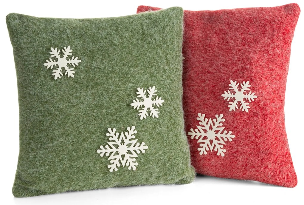 VÁNOČNÍ DEKORAČNÍ POVLAK NA POLŠTÁŘ SNOWFLAKE4 40X40 CM VZOROVANÁ