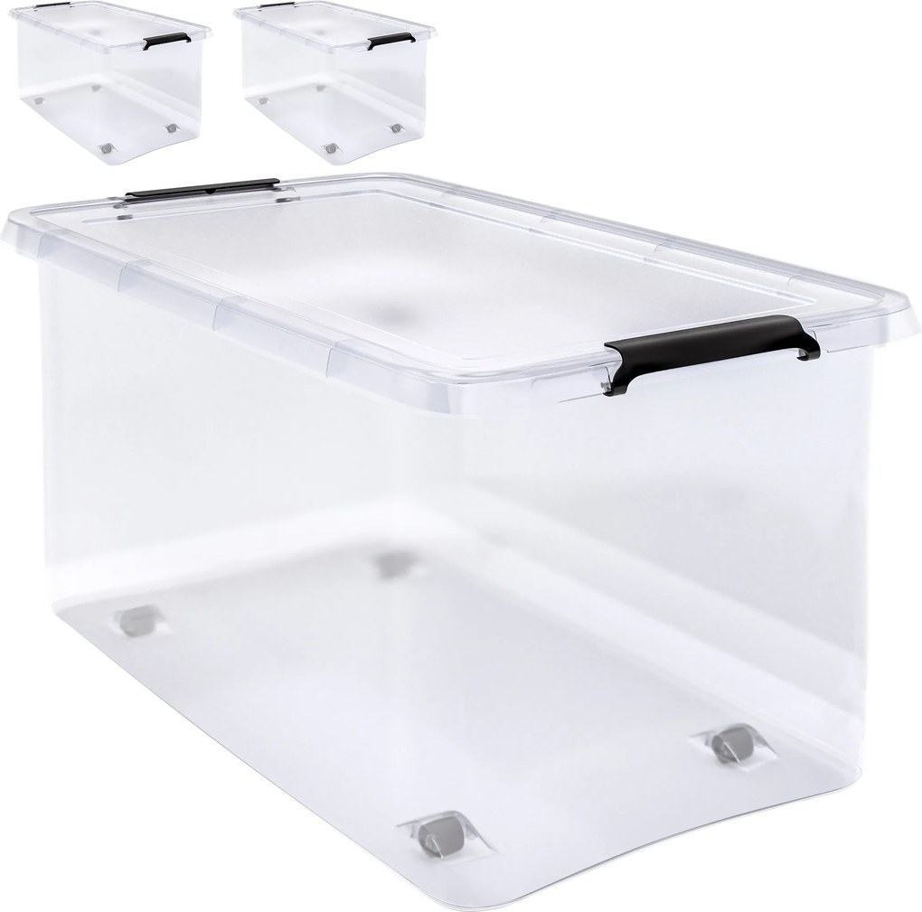 Úložný box sada 2 ks průhledná 60x40x35cm 60L stohovatelný
