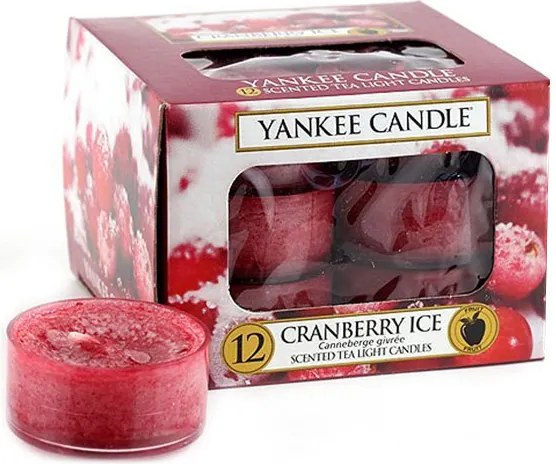 Yankee Candle – čajové svíčky Cranberry Ice (Brusinky na ledu), 12 ks