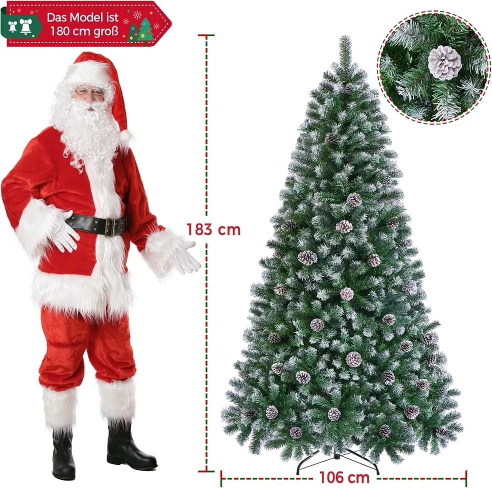 Umělý vánoční stromek Yaheetech – 183 cm (267380630768)