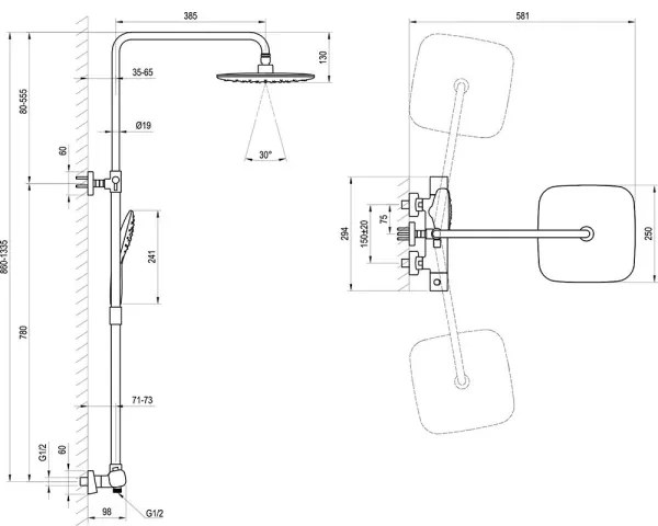 Ravak X070160 - Sprchová sada s termostatickou baterií FREE černá
