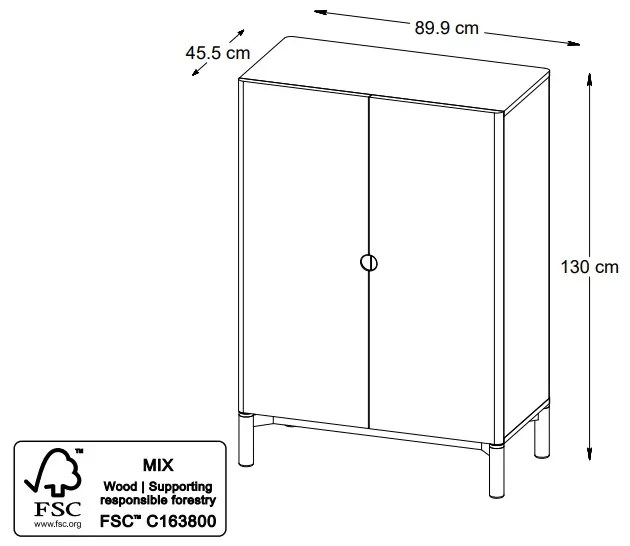 Designová skříňka Takayoshi 130 cm tmavě hnědá