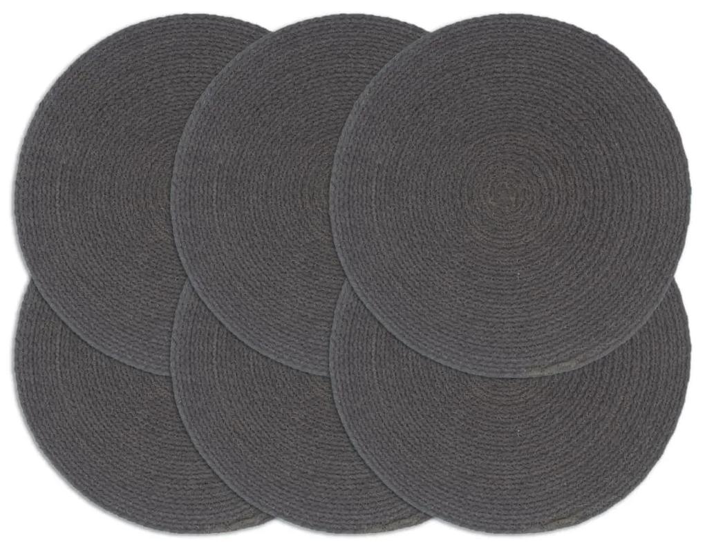 vidaXL Prostírání 6 ks tmavě šedé 38 cm kulaté bavlna