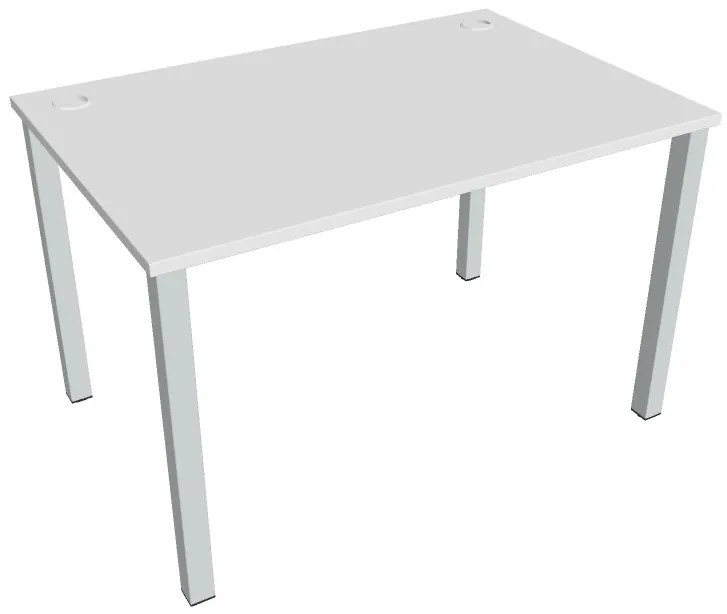 Stůl pracovní rovný 120 cm - Hobis Uni US 1200 Dekor stolové desky: bílá, Barva nohou: Stříbrná