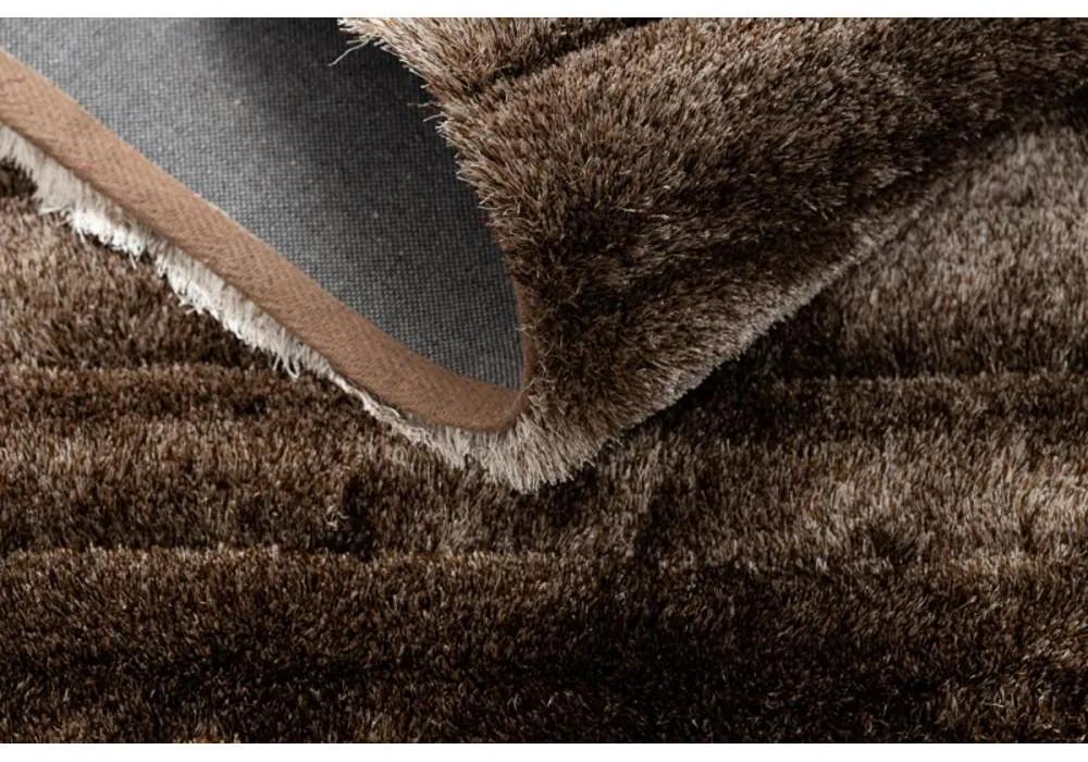 Luxusní kusový koberec shaggy Pasy hnědý 80x150cm