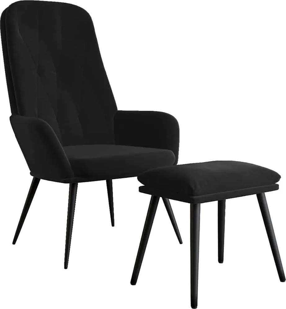 Relaxační křeslo s podnožkou černé samet 3097625