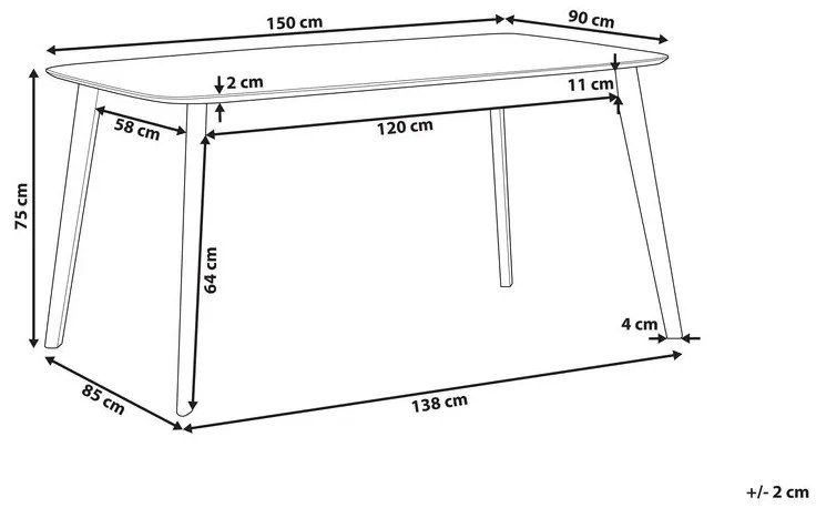 Jídelní stůl 150 x 90 cm tmavé dřevo MADOX Beliani