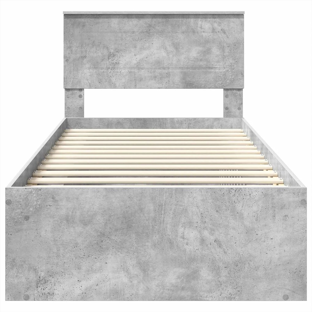 Rám postele s čelo Betonově šedá 100 x 200 cm Kompozitní dřevo 3407916