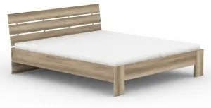 Manželská postel REA Nasťa 180x200cm - dub canyon, 1. pás čela 17505 - plum, 2. pás čela 1027 - bílá, 3. pás čela v barvě postele