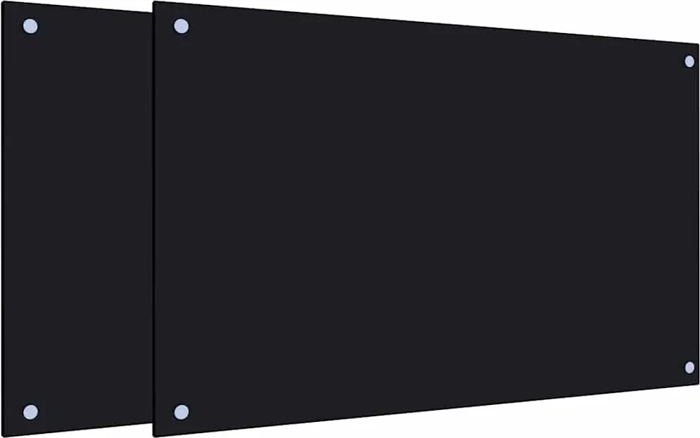 Kuchyňské panely 2 ks černé 80 x 50 cm tvrzené sklo 3315799