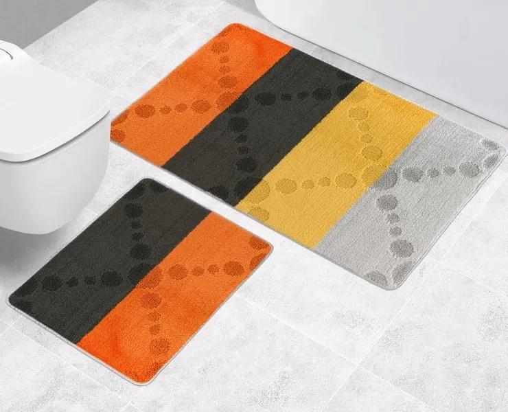 Bellatex koupelnové předložky SADA BANY 60x100 + 60x50 cm bez výkroje Paprsek šedá, oranžová