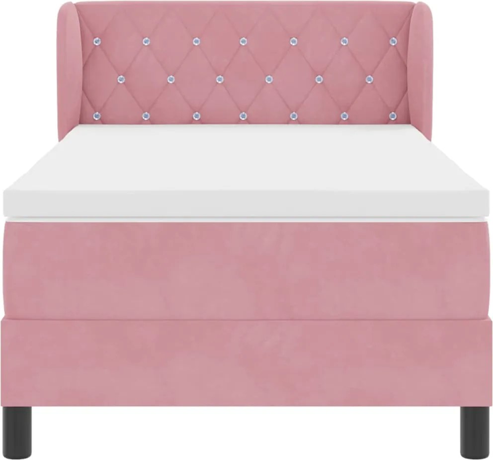 Postel s boxspringem s čelo Růžová 100 x 200 cm samet 3340327