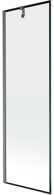 Mexen Next, 1-křídlová vanová zástěna 60 x 150 cm, 6mm čiré sklo - černý vzor, broušená grafitová, 895-060-000-00-70-66