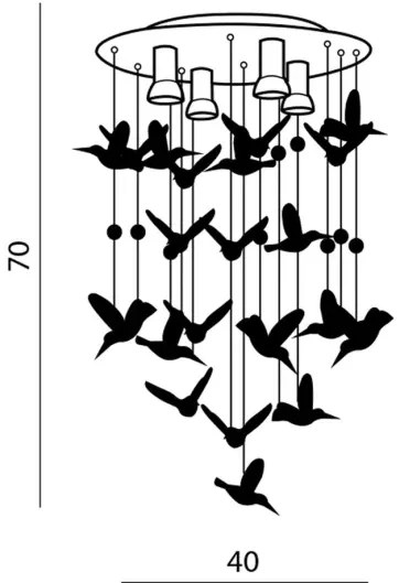 Rustikální lustr Birds