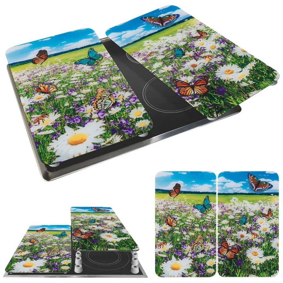 Kryty na sporák z tvrzeného skla v sadě 2 ks 52x30 cm Summer Meadow – Maximex